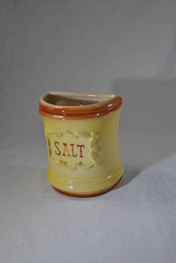 Yellow Ceramic Salt Box for Counter or Wall Royal Copley | Etsy