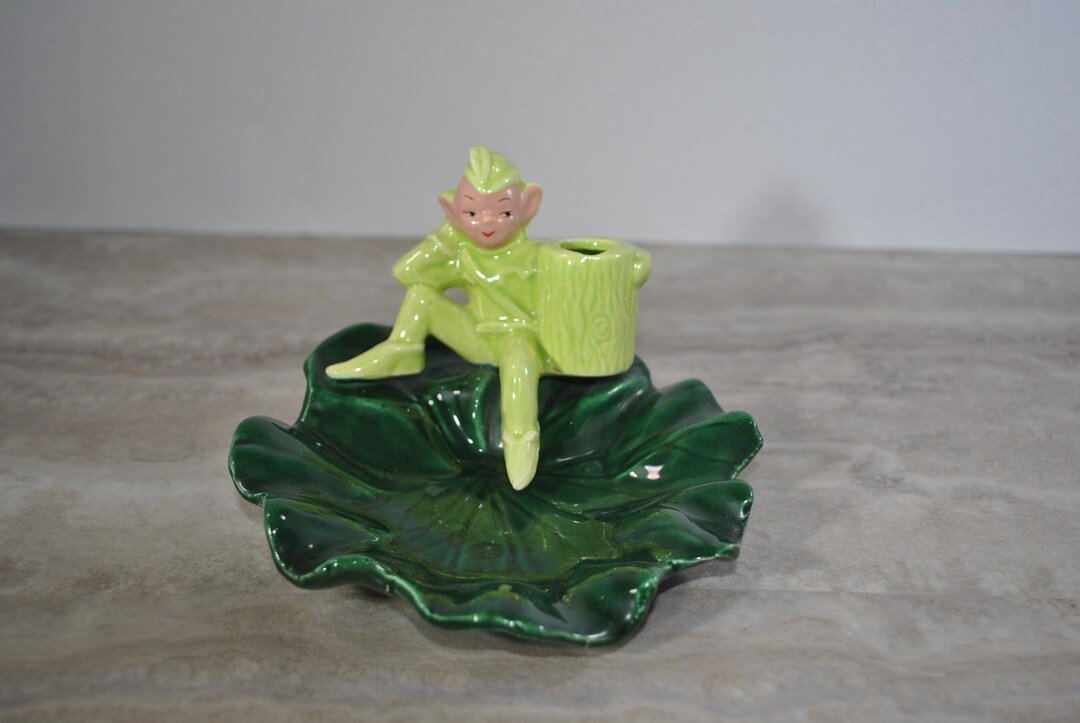 Reserved for Jane Green Elf Bud Vase/dish, Pixie Sitting on a Leaf ...