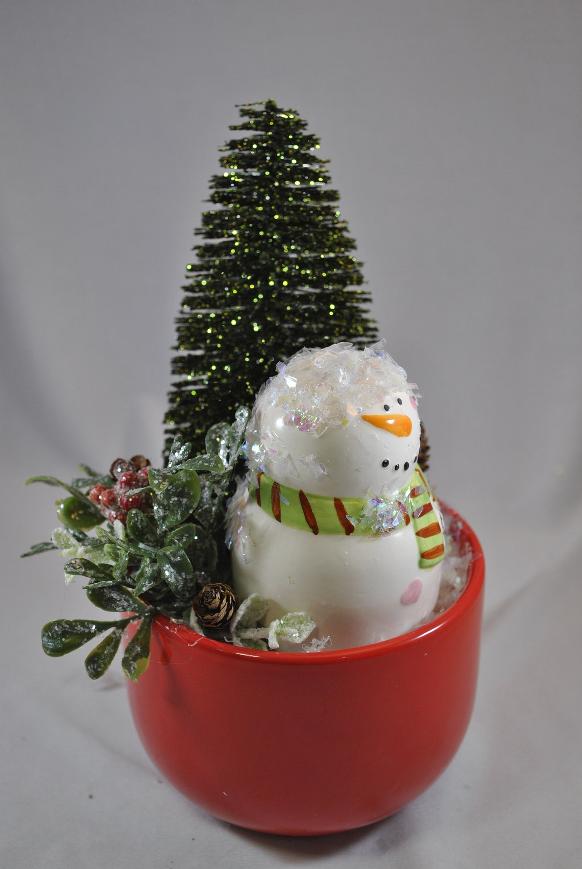 Smiling Snowman in a Red Cup Christmas Planter Ceramic - Etsy