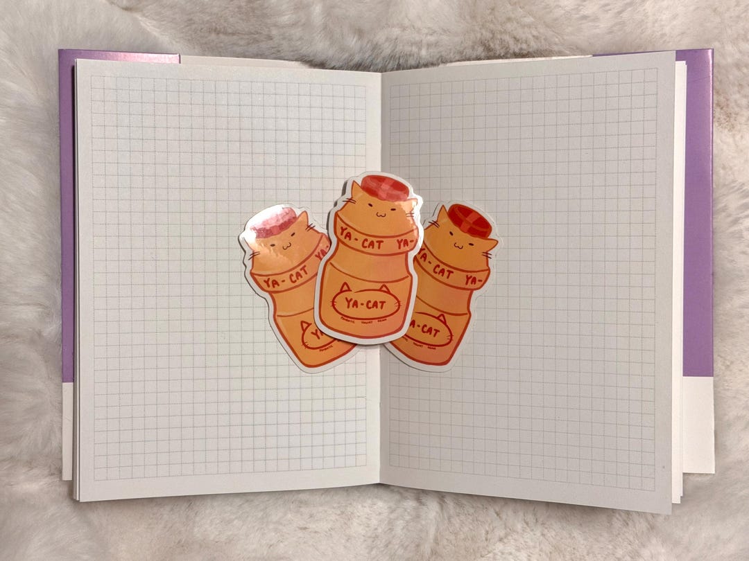 Yacat Sticker, Cat Sticker, Cute Sticker, Yakult Sticker, Asian ...