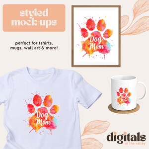 Dog Mom Watercolor Sublimation PNG | Colorful Paw Print Dog Lover ...