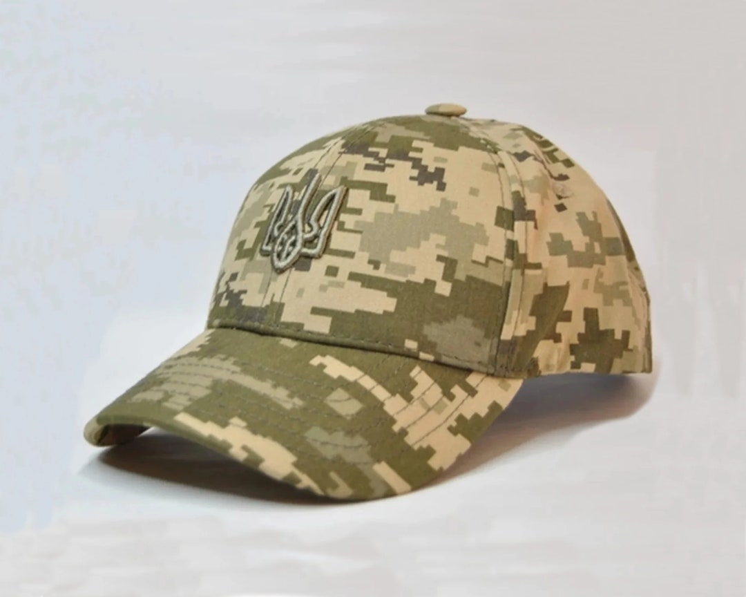 Ukrainian Army Cap With Trident, Pixel Camo Cap, Black Military Cap ...