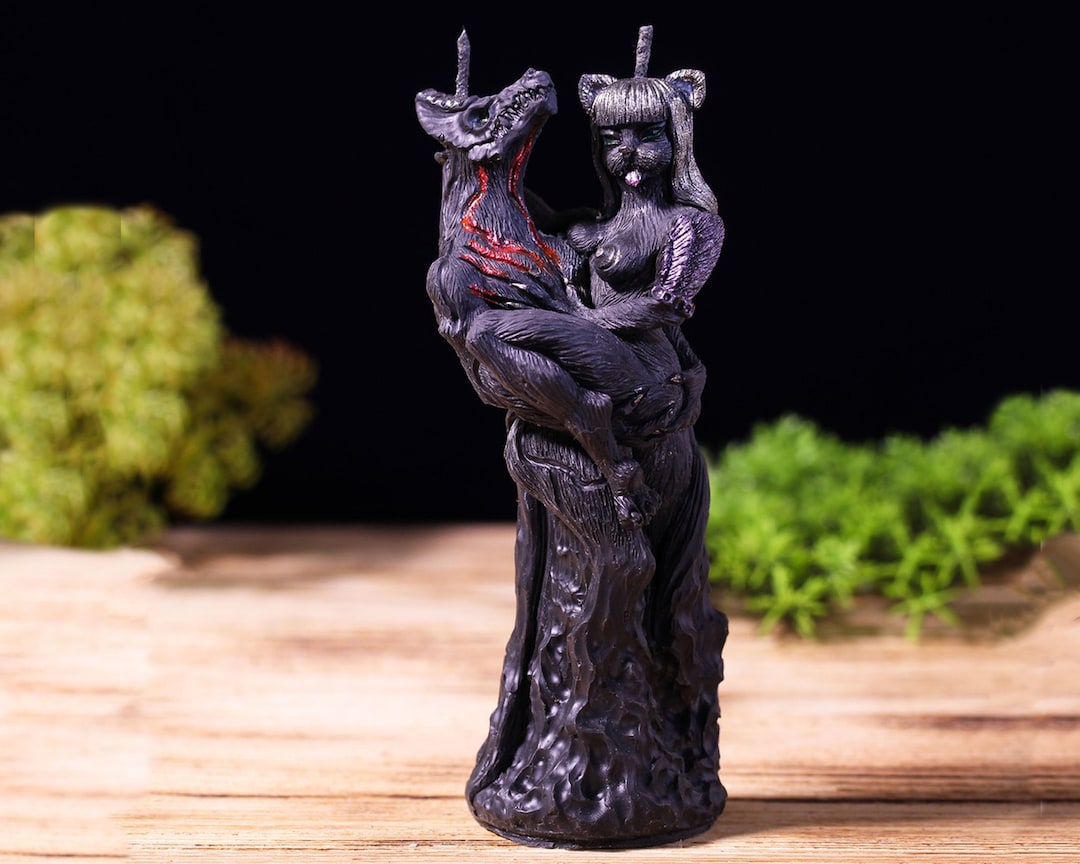 Demonic Couple Candle, Bastet and Anubis Lovers Candle, Goddess Candle ...