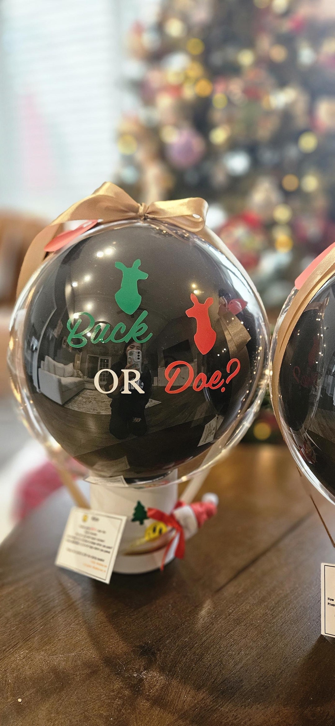Buck or Doe? Christmas Gender Reveal Balloon | Finished Balloon (NOT ...