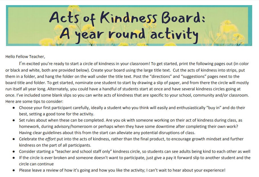 Bulletin Board Kit | Random Acts of Kindness Board | Interactive ...