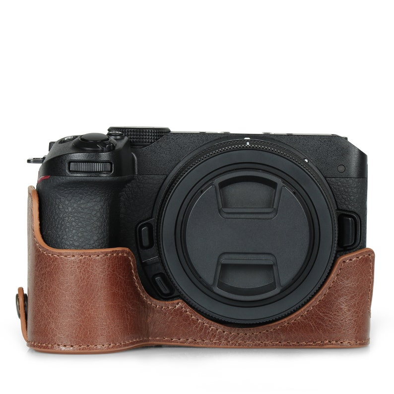 Nikon Z30 Leather Camera Case Half Body - Black/brown + Strap - Genuine ...