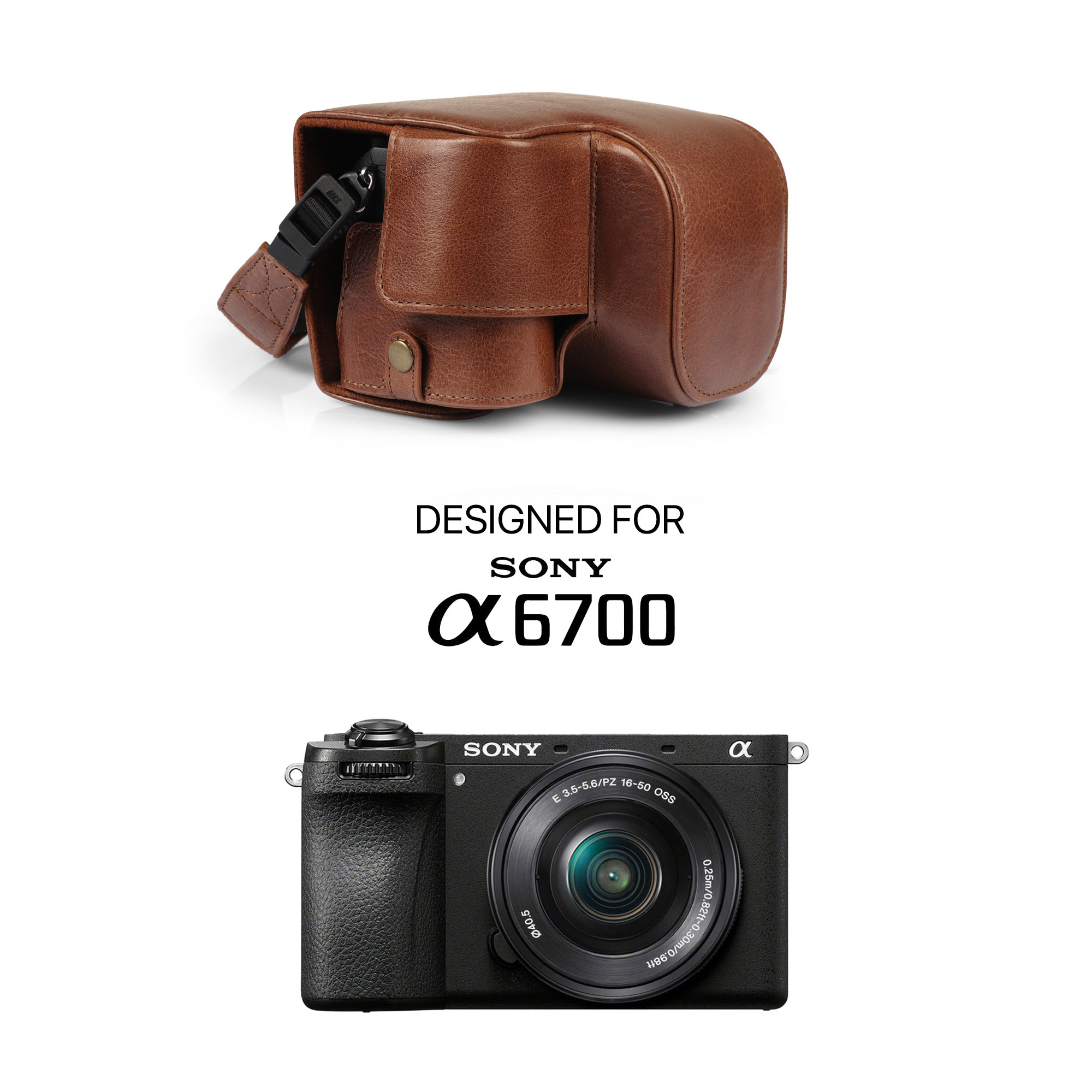 Fine Leather Camera Case & Strap Compatible With Sony Alpha A6700 (16 ...