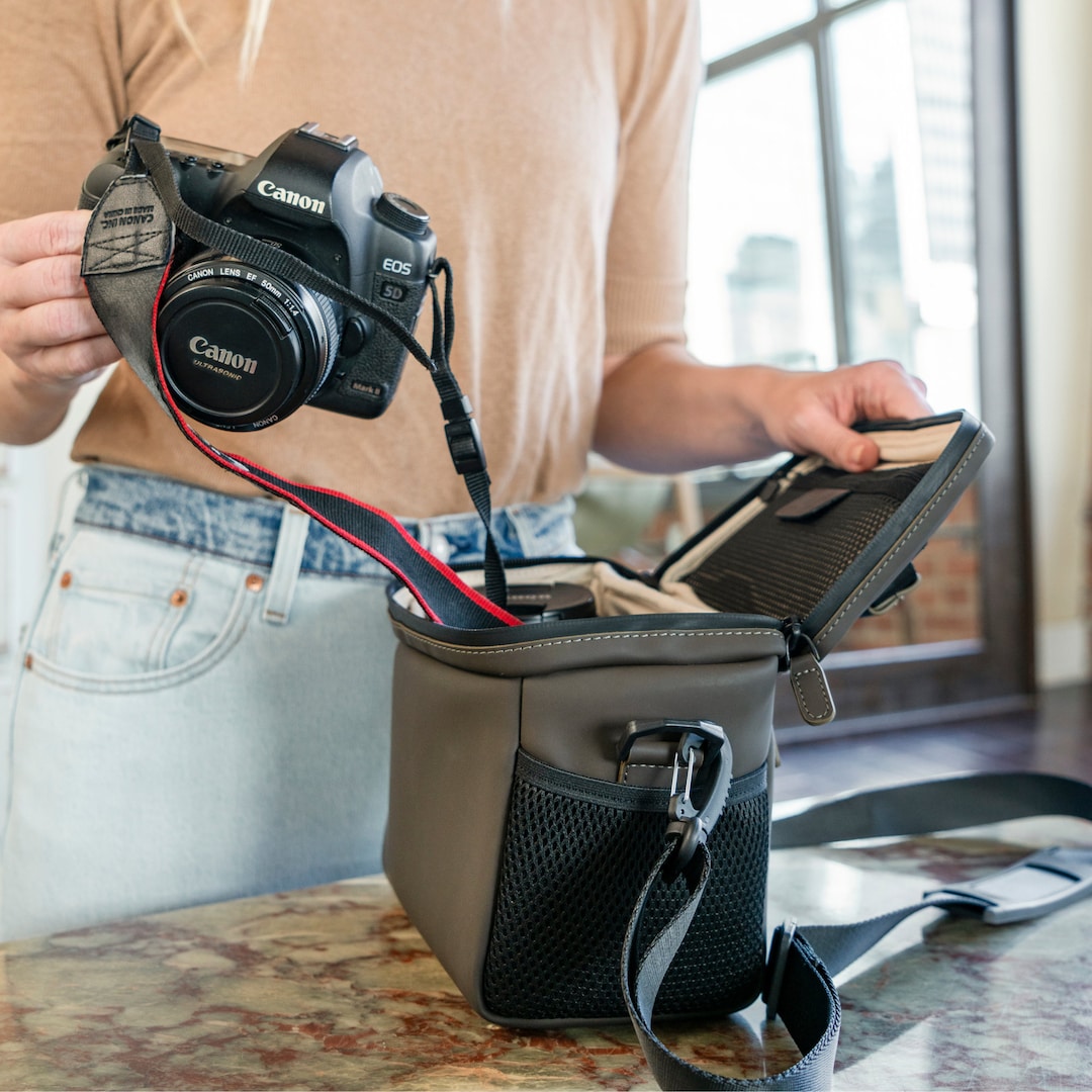 Personalized PU Leather Hand and Shoulder Camera Bag With Adjustable ...