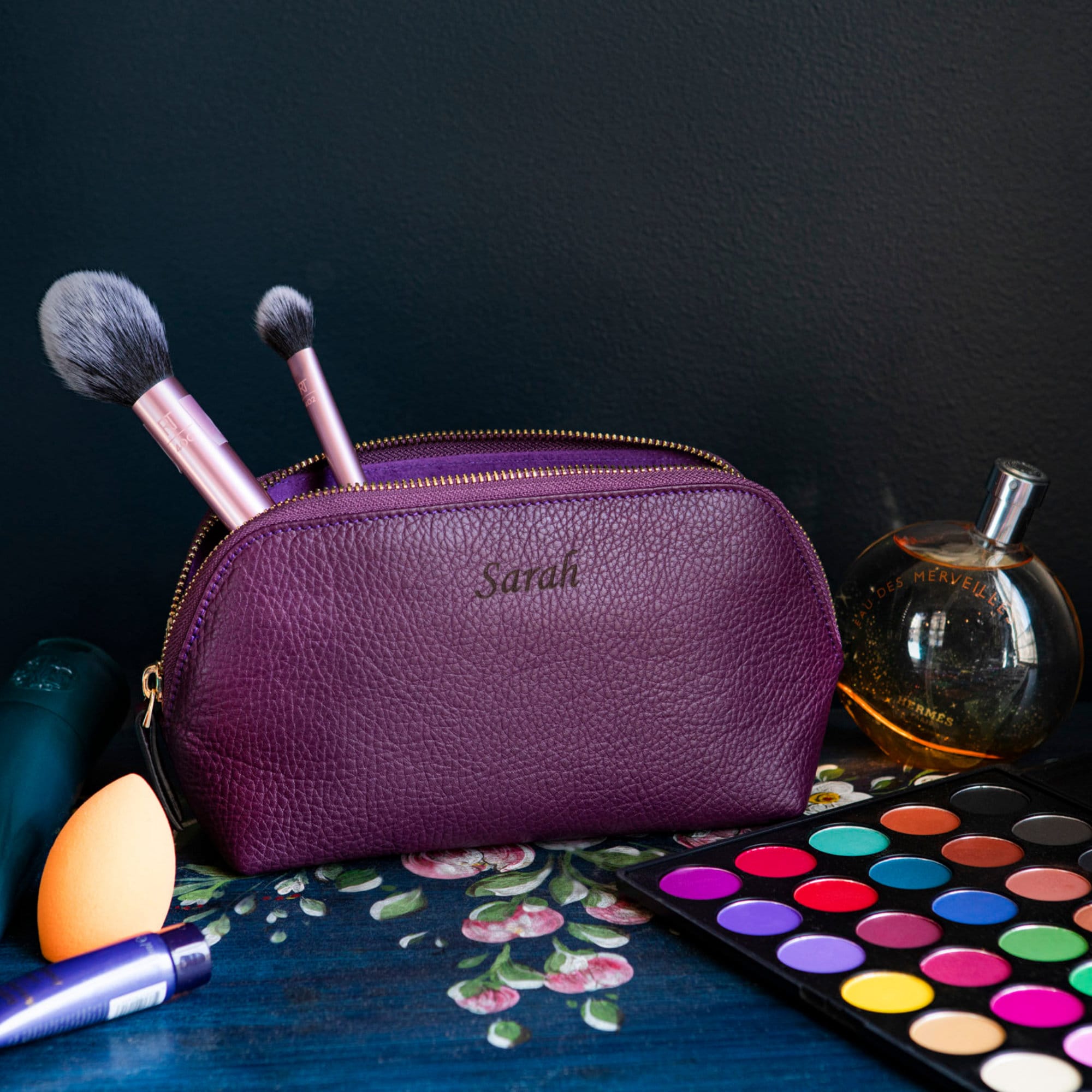 Personalized Top Grain Leather Hand Crafted Makeup Bag, High Quality ...