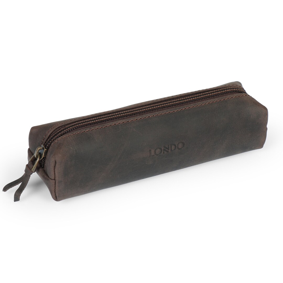 Personalized Top Grain Leather Makeup Case, Hand Crafted Pen Pouch ...