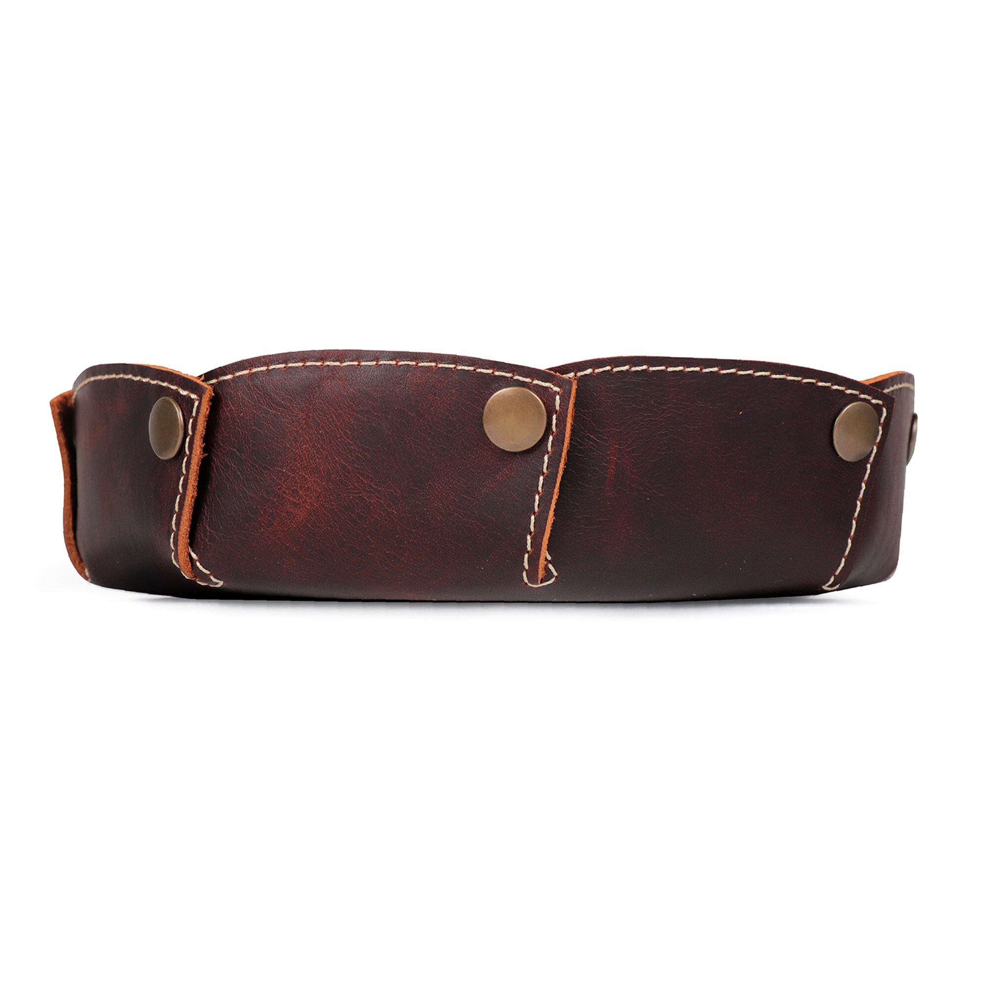 Personalized Top Grain Leather Catch All Tray Round Valet | Etsy