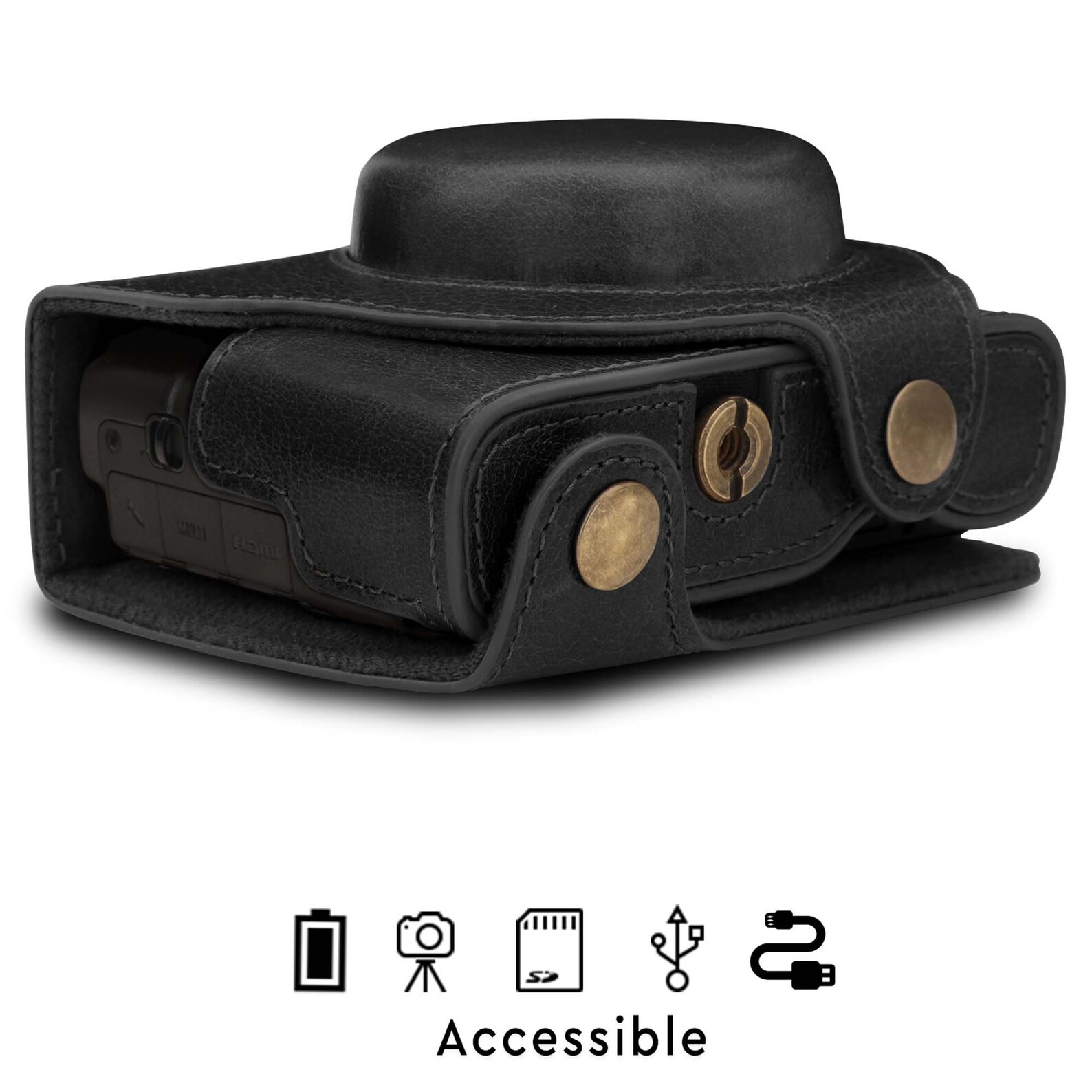 Fine Leather Camera Case & Strap Compatible With Sony Cyber-shot DSC ...