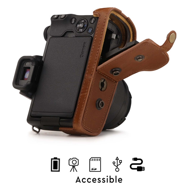 Canon EOS M50 II, EOS M50 (15-45mm) Leather Camera Case & Strap - Black ...