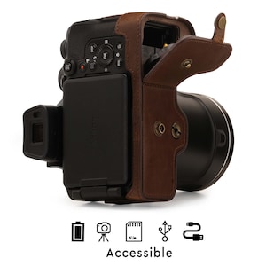 Nikon Coolpix P950 Leather Camera Case & Strap - Black / Drak Brown ...