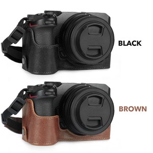 Nikon Z30 Leather Camera Case Half Body - Black/brown + Strap - Genuine ...