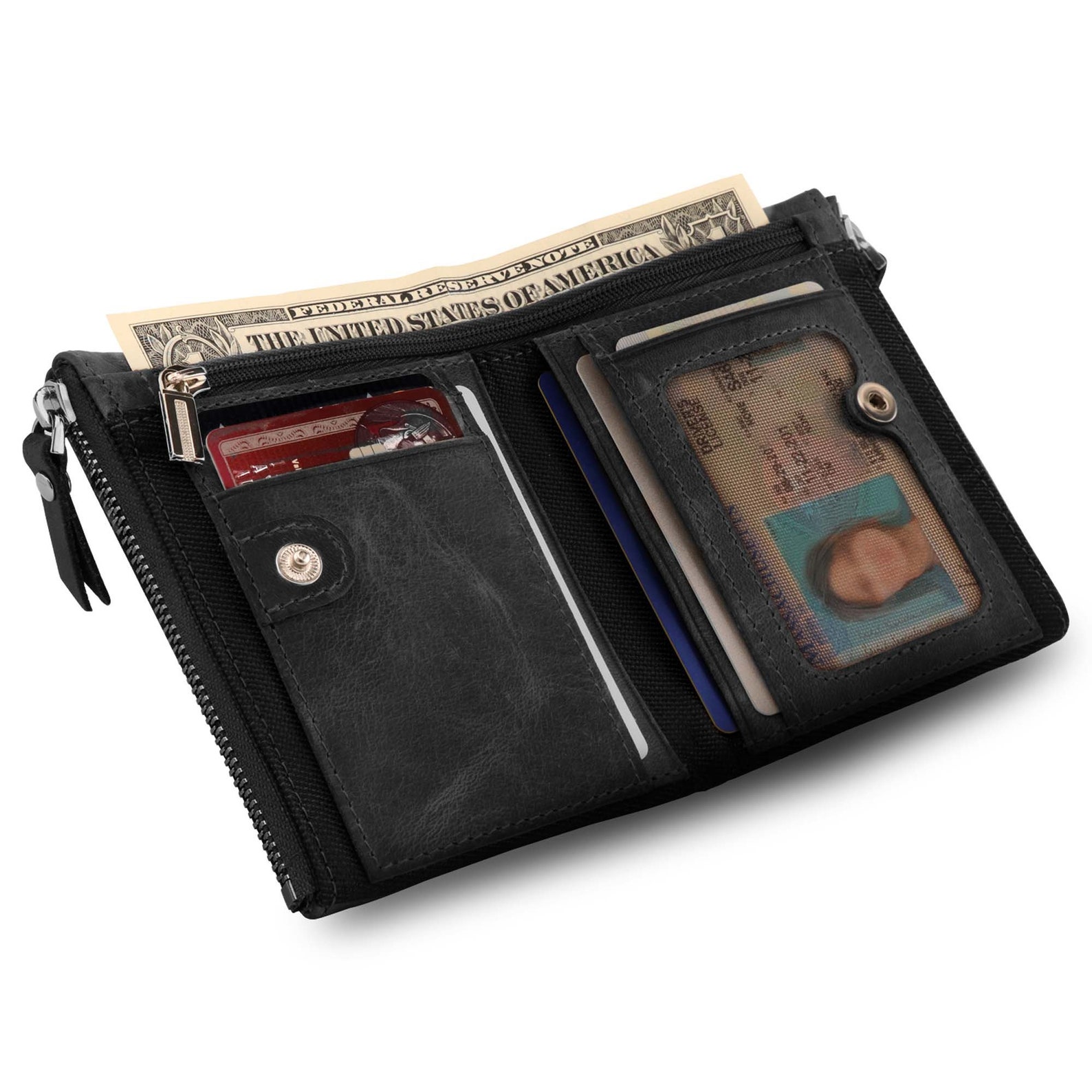 Personalized Top Grain Leather Wallet With ID Card Slot, RFID Blocking ...