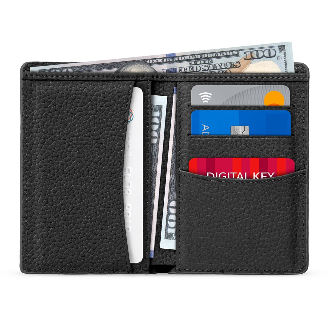Leather Credit Card Wallet Bifold, RFID Blocking Top Grain, Slim ...