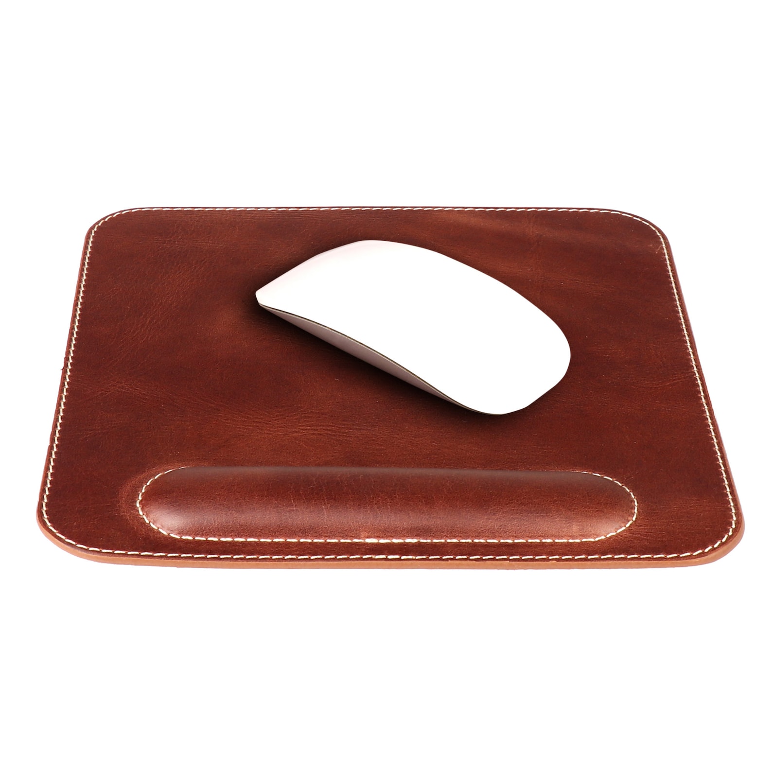 Personalized Top Grain Leather Mousepad With Wrist Rest, Hand Crafted ...