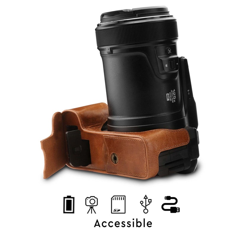 Camera Case Genuine Leather for Nikon Coolpix P1000 | Protective Half ...