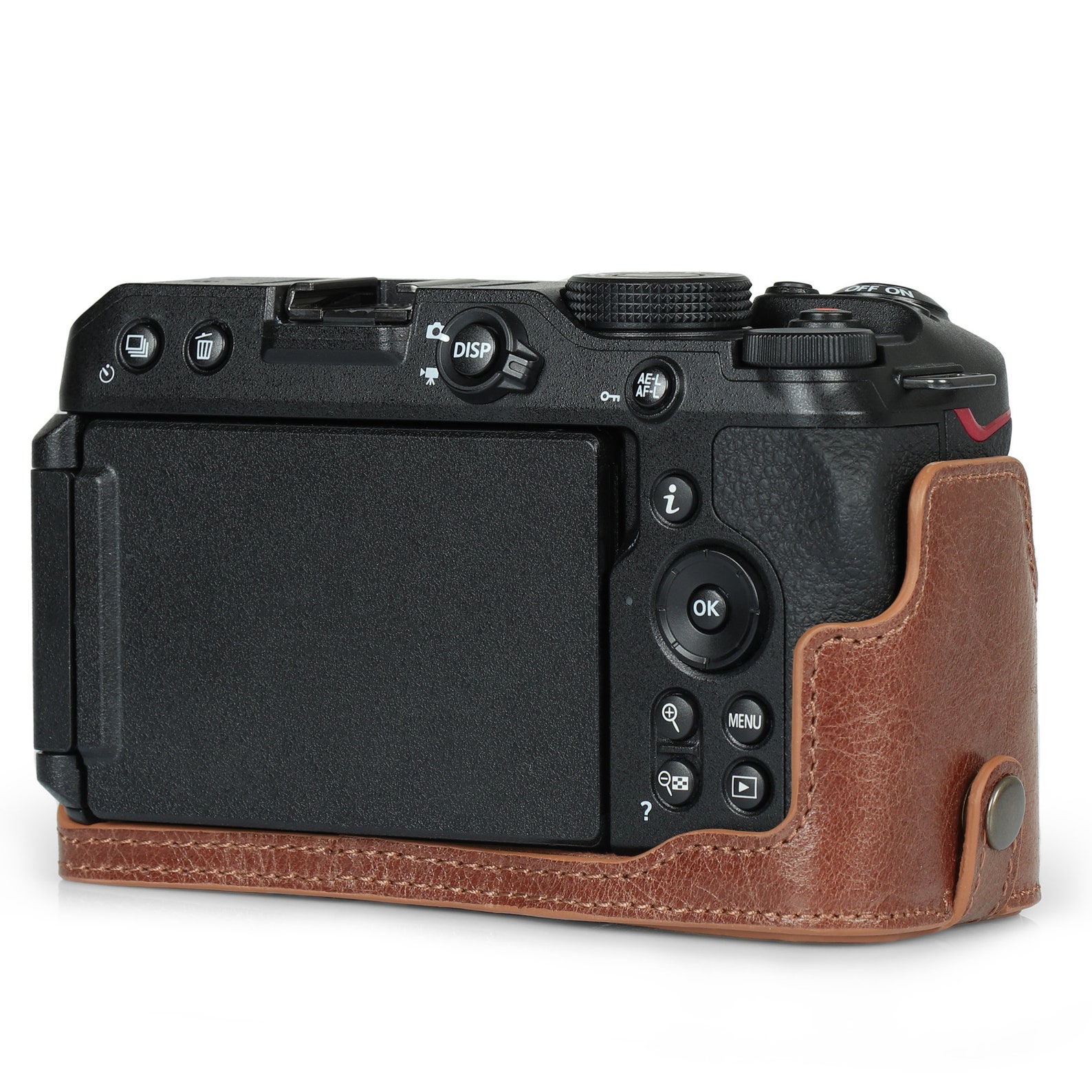 Nikon Z30 Leather Camera Case Half Body - Black/brown + Strap - Genuine ...
