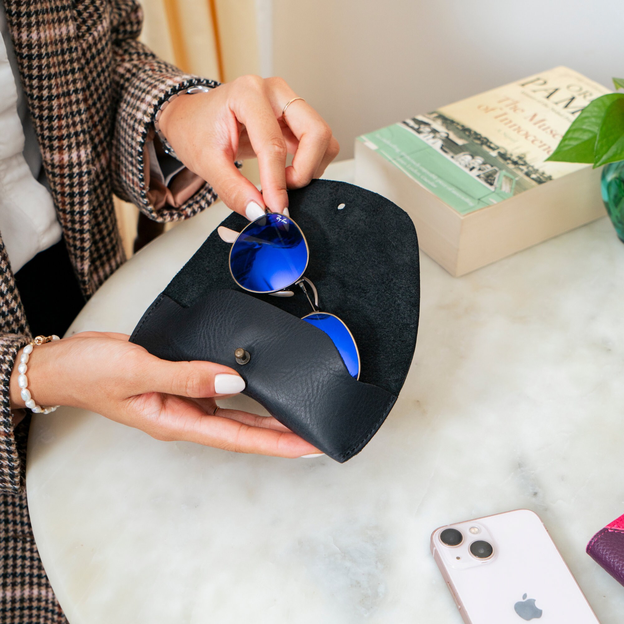 Glasses Case Top Grain Leather | Slim Handcrafted Eyewear Sleeve ...