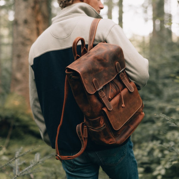 Leather Backpack - Etsy New Zealand