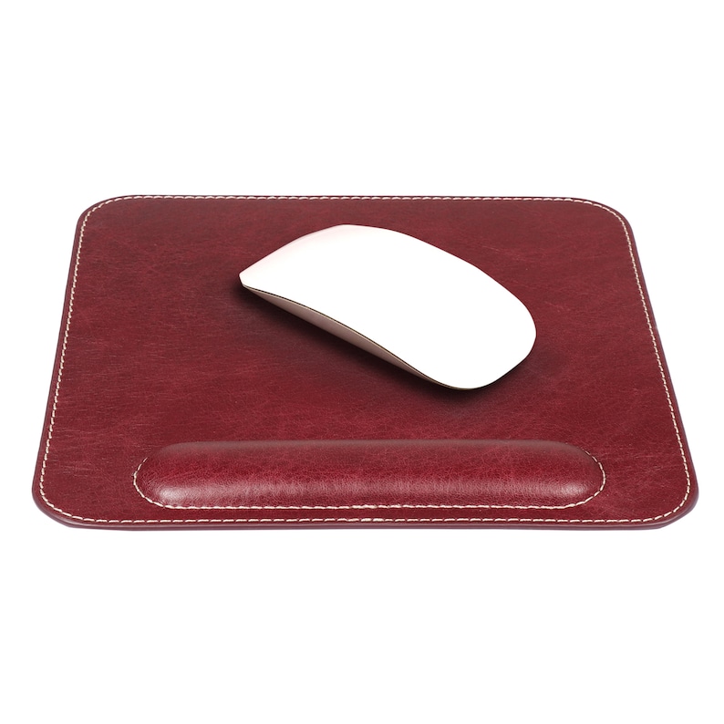 Personalized Top Grain Leather Mousepad With Wrist Rest Hand - Etsy