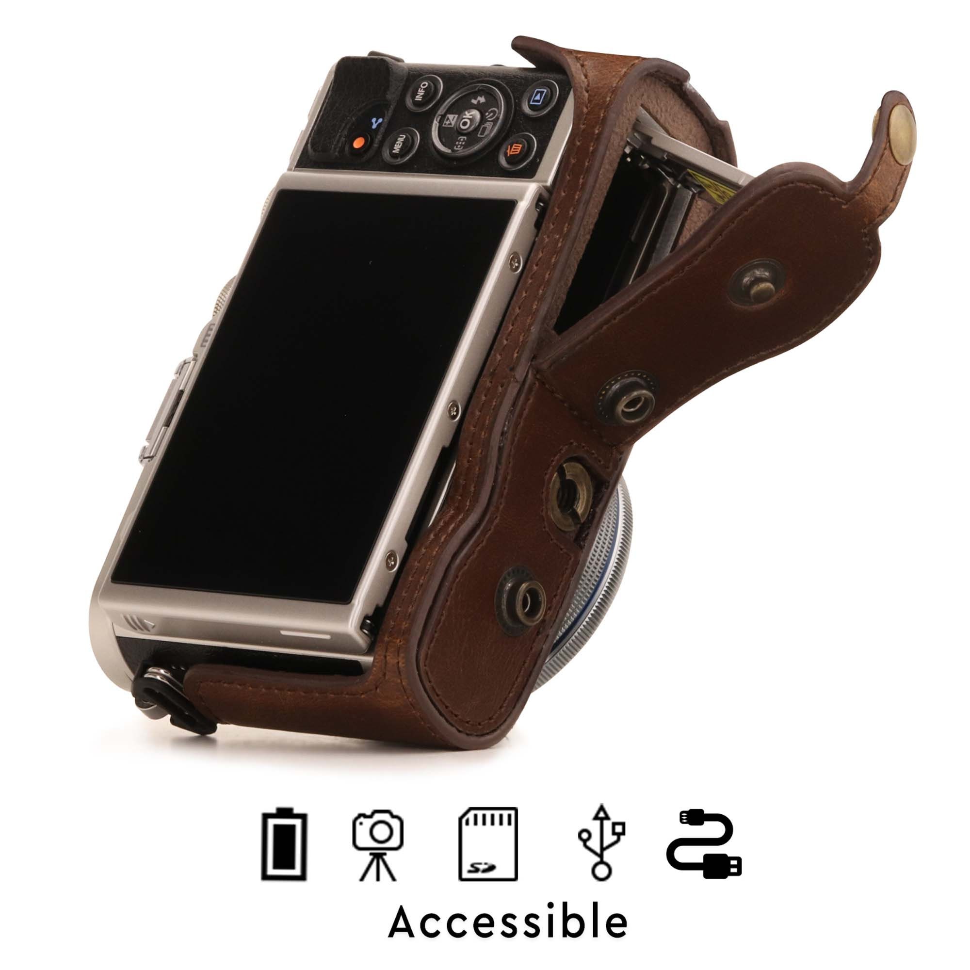 Olympus PEN E-PL10, E-PL9 (14-42mm) Leather Camera Case & Strap - Black ...