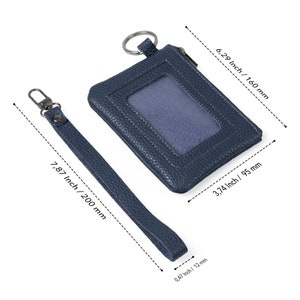 Handcrafted Lanyard Keychain ID Wallet, Top Grain Leather Zippered ID ...