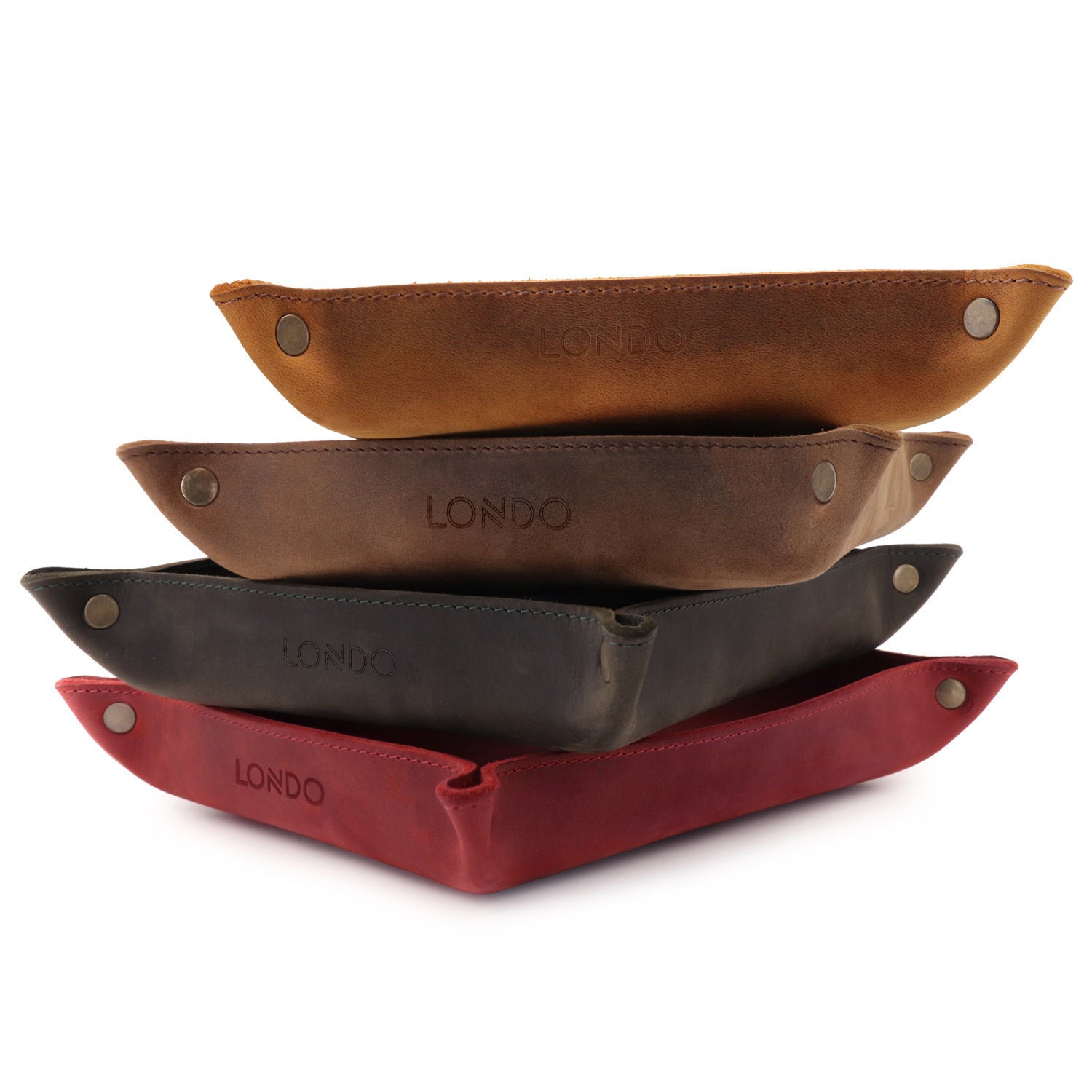 Personalized Top Grain Leather Catch All Tray Valet Tray | Etsy