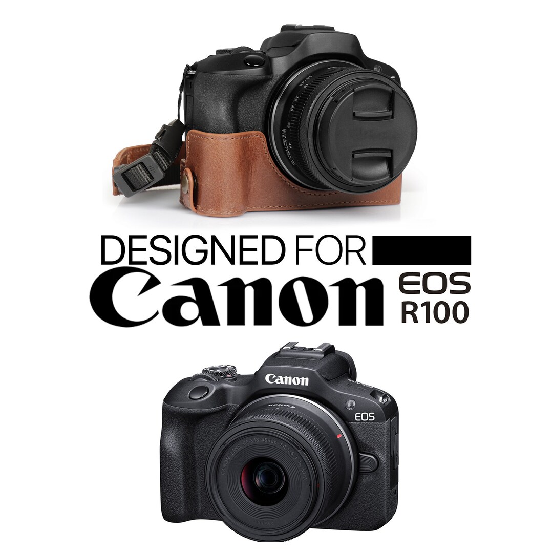 Leather Camera Half Case & Strap Compatible With Canon EOS R100 ...