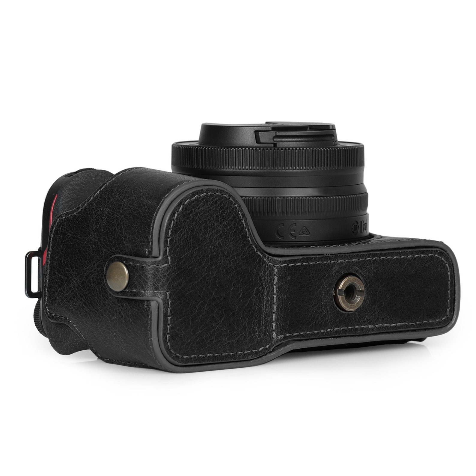 Nikon Z30 Leather Camera Case Half Body - Black/brown + Strap - Genuine ...