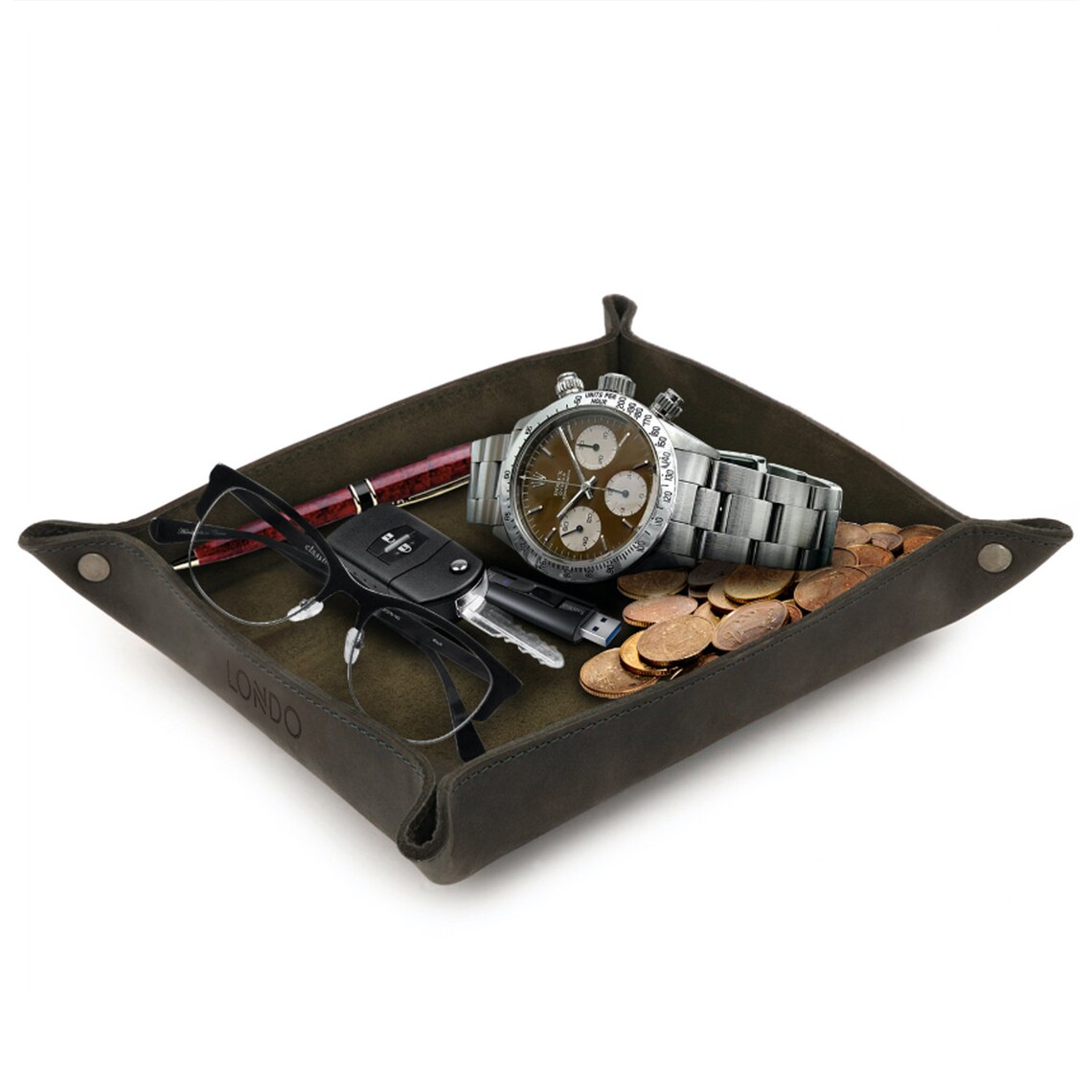 Personalized Top Grain Leather Catch All Tray Valet Tray | Etsy