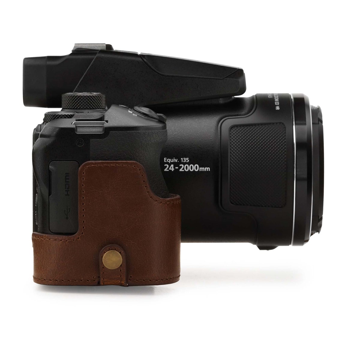 Nikon Coolpix P950 Leather Camera Case & Strap - Black / Drak Brown ...