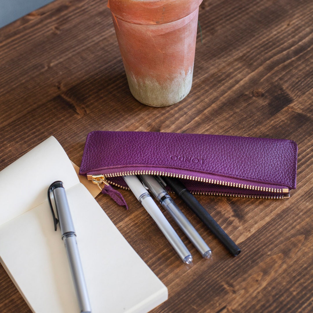 Top Grain Leather Pen Pouch, Handcrafted Pencil Case, Cute Pencil Pouch ...