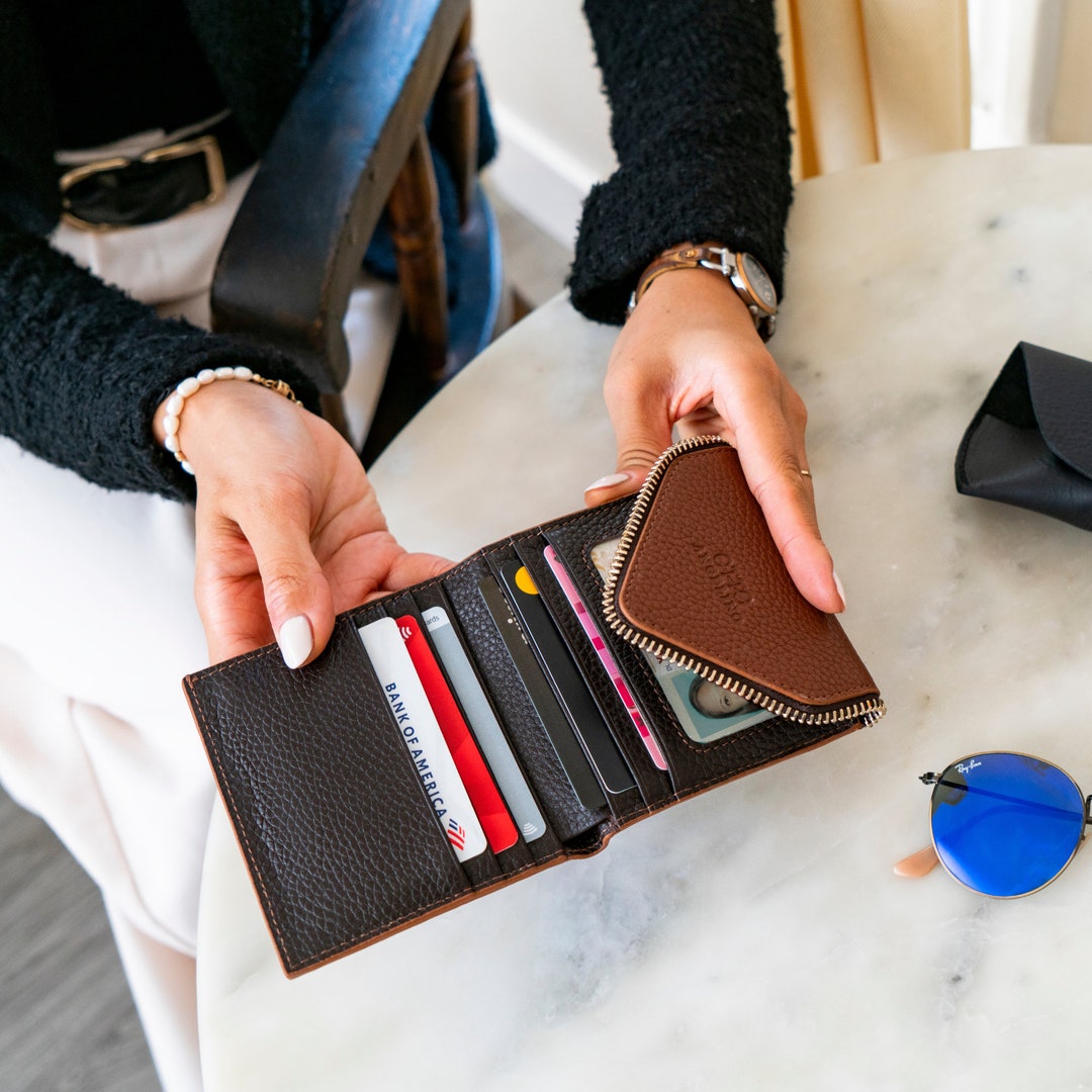 Hand Crafted Top Grain Leather Envelope Wallet With Zippered Coin ...