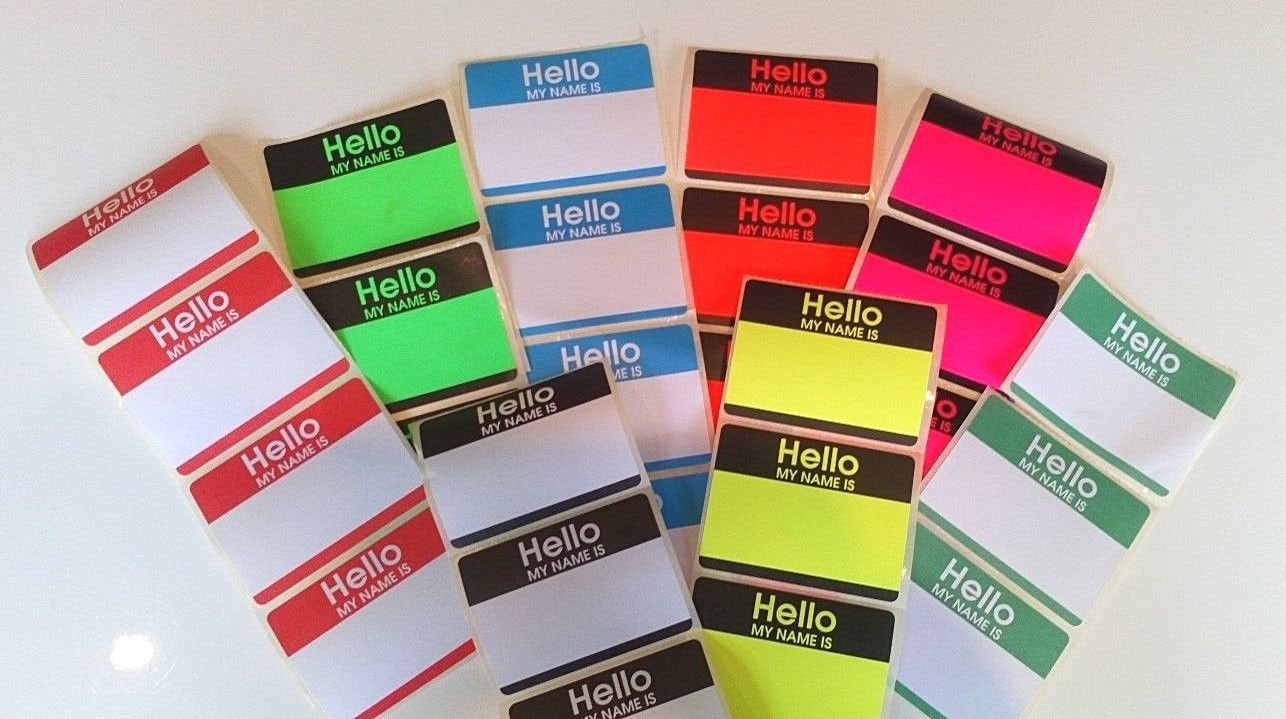 Name Stickers / Name Labels - Hello My Name is - 100 Labels. Red ...