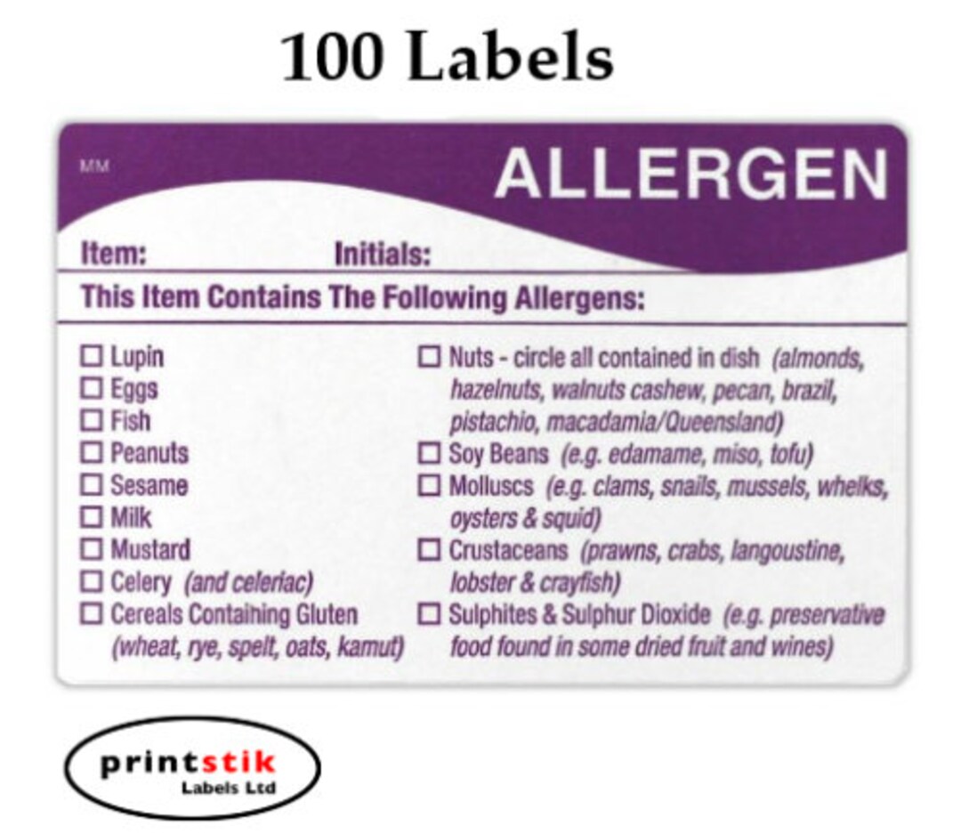Food Allergy Allergen Warning Day Dot Labels/catering Stickers 500 per ...