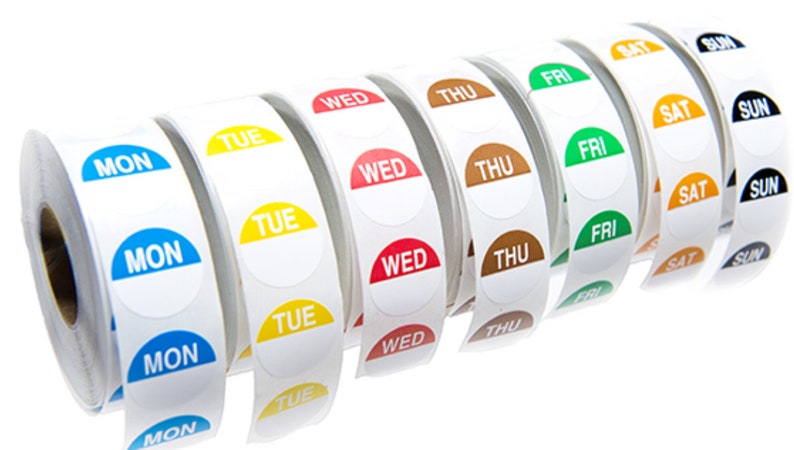 Day Dot Labels Food Label Set of 7 Rolls X 1000 / Catering Stickers ...