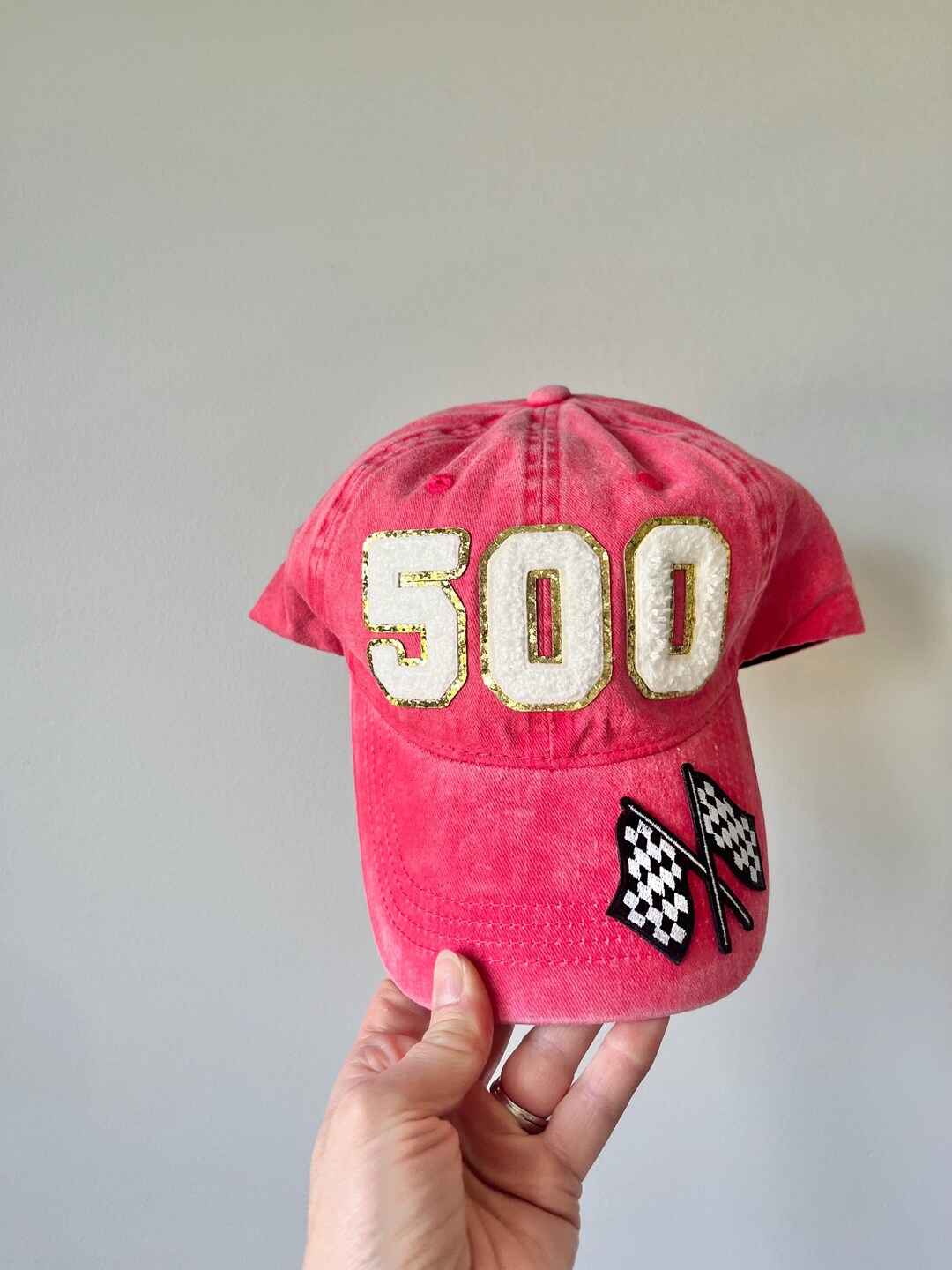 Indy 500 Baseball Hat - Cute - Glitter Patch - Checkered Flag - Etsy
