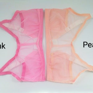 Bralette Made of Transparent White Tulle, Sportsbra, Wireless Bra ...