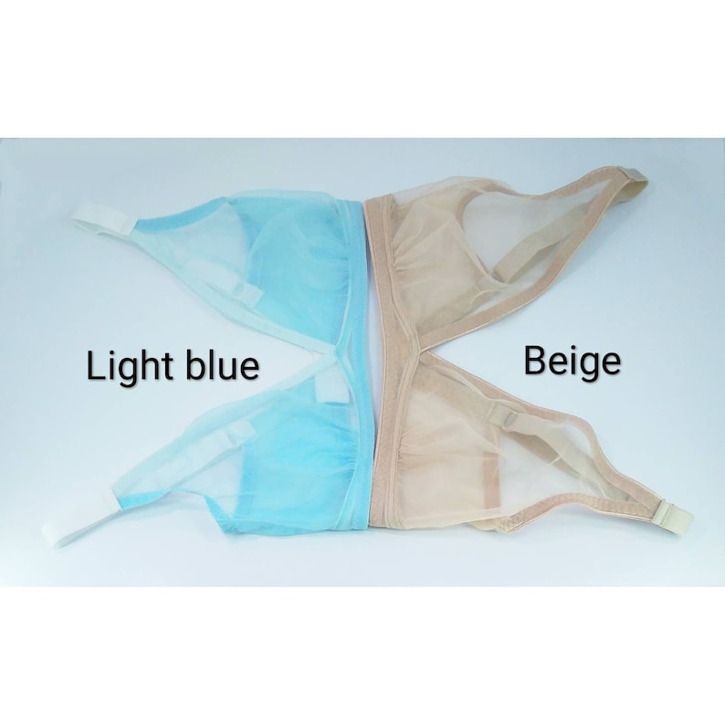 Bralette Made of Transparent Beige Tulle, Sportsbra, Wireless Bra ...