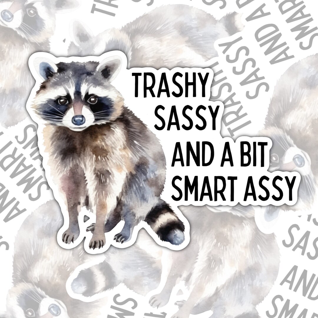 Trashy, Sassy, and A Bit Smart Assy, Funny Raccoon Sticker, Waterproof ...