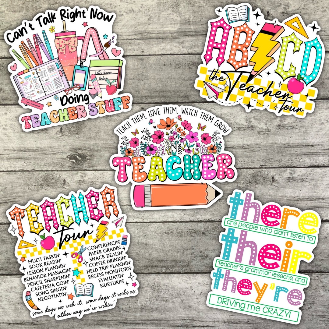Colorful Teacher Sticker Pack, Cute Teacher Appreciation Stickers ...