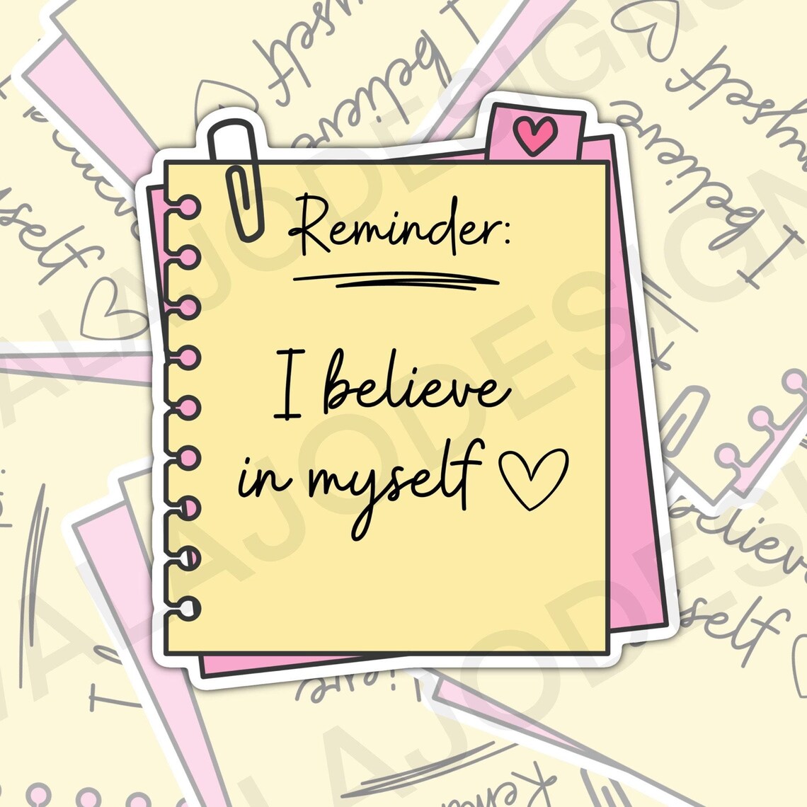 I Believe in Myself Sticky Note Sticker, Stickers, Waterproof Sticker ...