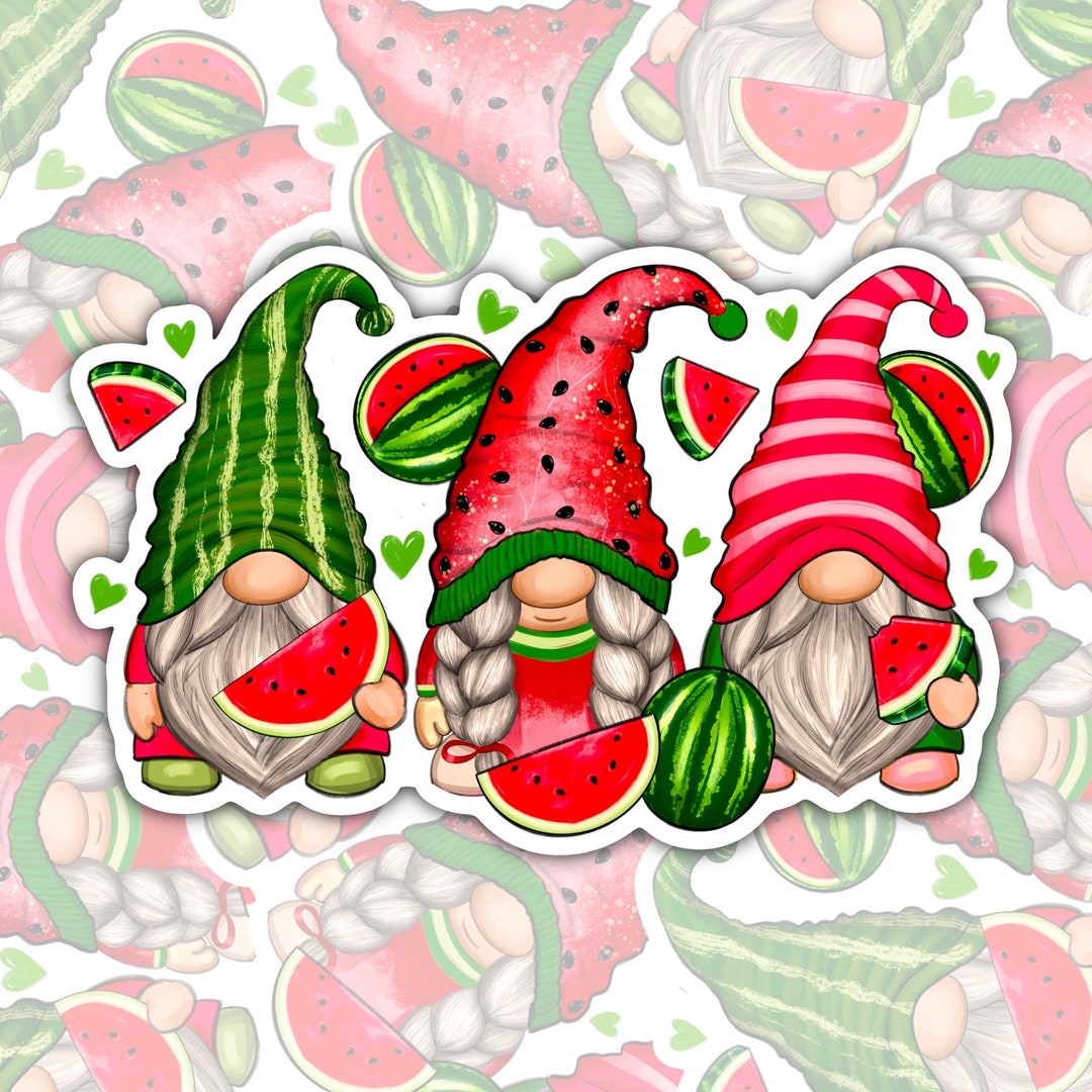 Watermelon Gnomes, Cute Sticker, Gnome Collector, Waterproof Sticker ...
