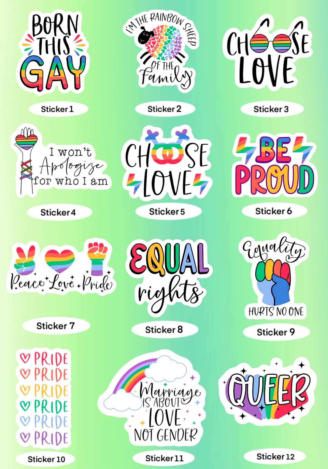 LGBTQ Pride Stickers, Equalitiy, Waterproof Sticker, Water Bottle ...