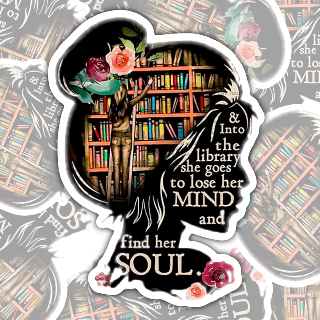 Finding Her Soul, Library, Book Lovers Sticker, Bookish Sticker, Water ...