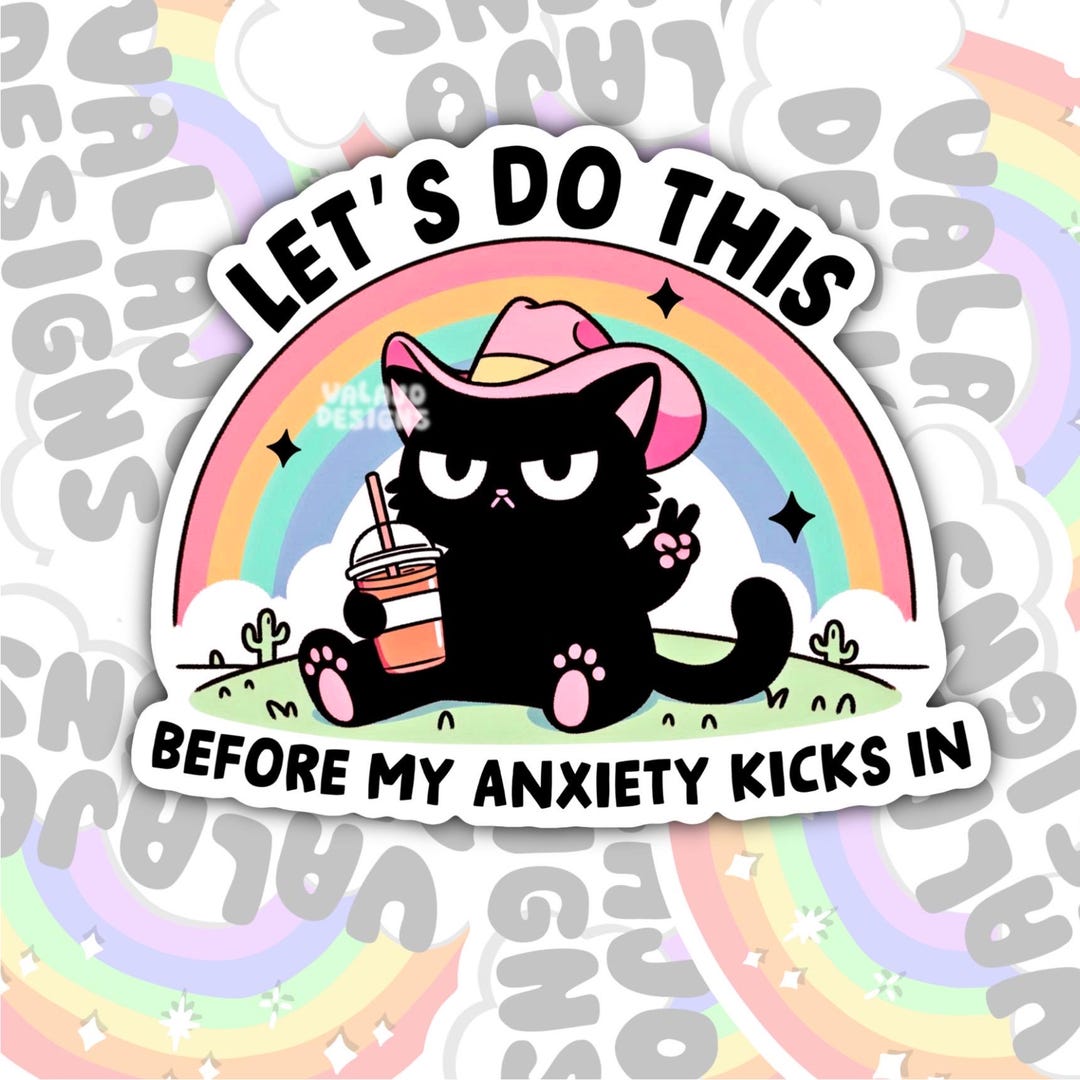 Anxiety Cat Waterproof Sticker: Funny Mental Health Laptop Decal - Etsy
