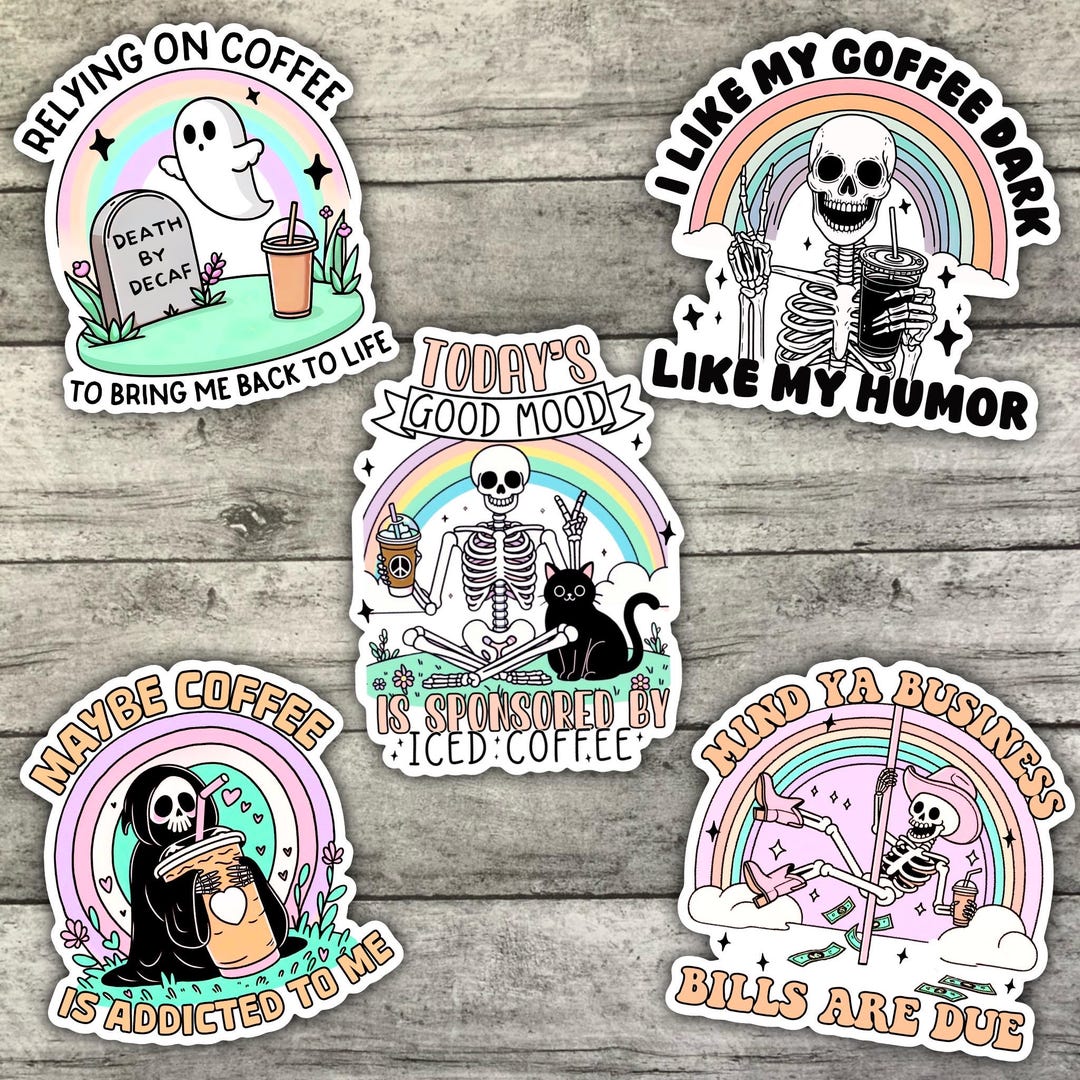 Coffee Lovers Addict Sticker Bundle, Funny Waterproof Stickers, Water ...